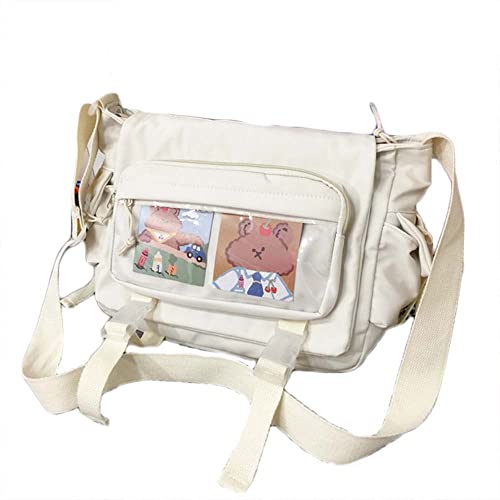 Kawaii Crossbody Bag Cute Clear Messenger Bag Ita Bag Backpack Purse for Women Y2k Shoulder Bag Harajuku Fairy Aesthetic (White, One Size)