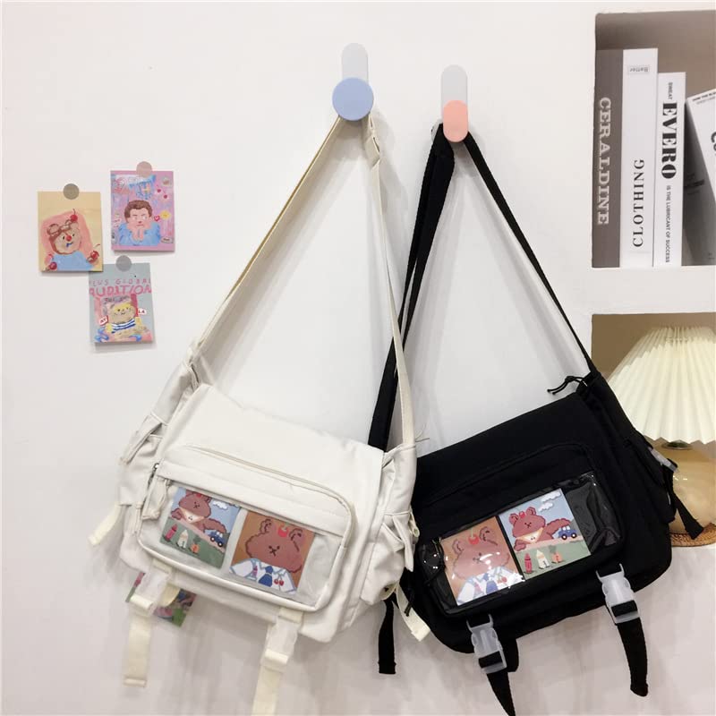 Kawaii Crossbody Bag Cute Clear Messenger Bag Ita Bag Backpack Purse for Women Y2k Shoulder Bag Harajuku Fairy Aesthetic (White, One Size)