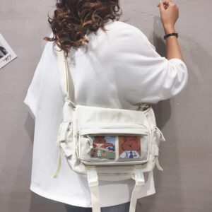 Kawaii Crossbody Bag Cute Clear Messenger Bag Ita Bag Backpack Purse for Women Y2k Shoulder Bag Harajuku Fairy Aesthetic (White, One Size)