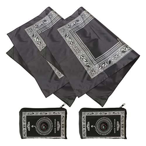 Gatuida Turkish Rug 2Pcs Portable Travel Prayer Mat with Compass Islamic Rug Prayer Mat Blanket Muslim Travel Prayer Mat for Ramadan Gifts Travel Gift