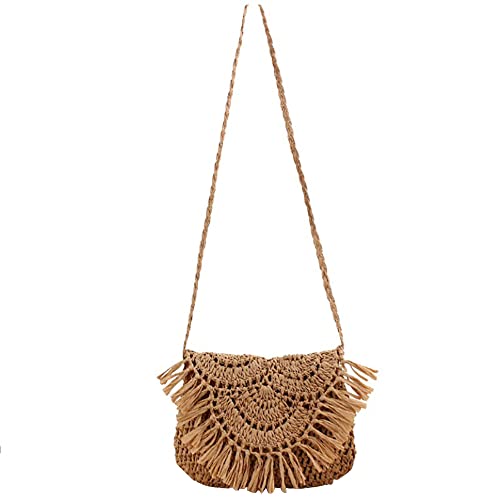 JBR Women's Cotton Crochet Tassel Shoulder Purse Bohemian Messenger Bag Handmade Beach Bag