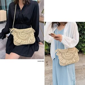 JBR Women's Cotton Crochet Tassel Shoulder Purse Bohemian Messenger Bag Handmade Beach Bag