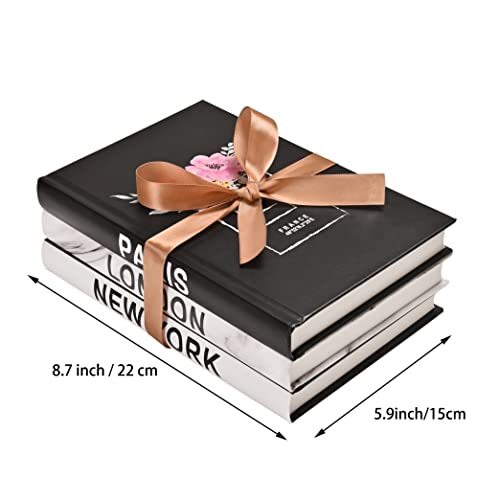 Fashion Decorative Books for Home Decor, 3pcs Hardcover Modern Decorative Book Stack, Farmhouse Stacked Books, Display Books for Coffee Tables/Shelves (New York/Paris/London)