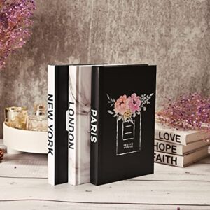 Fashion Decorative Books for Home Decor, 3pcs Hardcover Modern Decorative Book Stack, Farmhouse Stacked Books, Display Books for Coffee Tables/Shelves (New York/Paris/London)