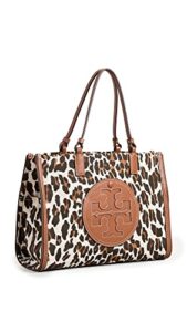 tory burch women’s ella leopard canvas small tote, reva leopard, print, one size