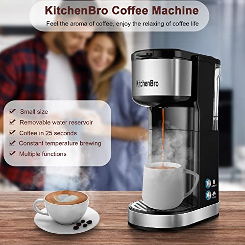 Single Serve Coffee Maker for K Cup Pod Ground Coffee,Mini Coffee Maker 2 In 1,One Cup Coffee Maker for Travel Office,Small Single Cup Coffee Maker Machine with Strength Control Self Cleaning Function