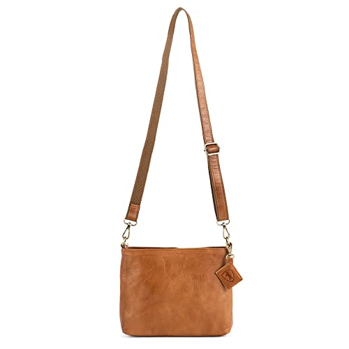 BERLINER BAGS Vintage Leather Shoulder Bag Marbella, Small Crossbody Handbag for Women - Brown