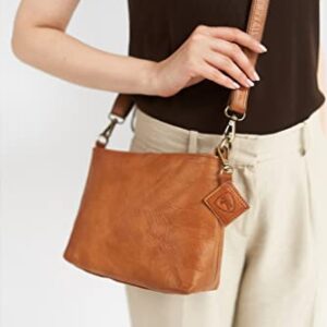 BERLINER BAGS Vintage Leather Shoulder Bag Marbella, Small Crossbody Handbag for Women - Brown