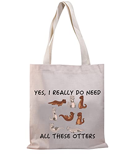 BDPWSS Funny Otter Gift Otter Lover Gift Otter Theme Gift Yes I Really Do Need All These Otters Canvas Tote Bag (Need all otters TG)