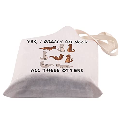 BDPWSS Funny Otter Gift Otter Lover Gift Otter Theme Gift Yes I Really Do Need All These Otters Canvas Tote Bag (Need all otters TG)