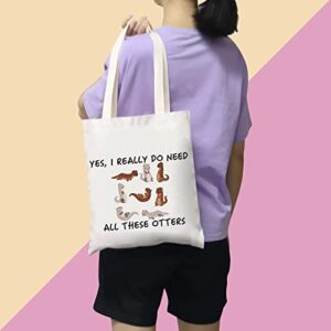 BDPWSS Funny Otter Gift Otter Lover Gift Otter Theme Gift Yes I Really Do Need All These Otters Canvas Tote Bag (Need all otters TG)