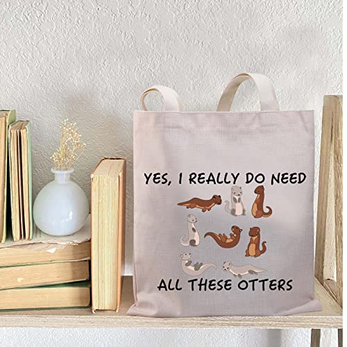 BDPWSS Funny Otter Gift Otter Lover Gift Otter Theme Gift Yes I Really Do Need All These Otters Canvas Tote Bag (Need all otters TG)