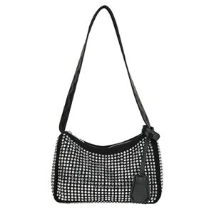 rhinestone purses and handbags for women evening diamond purse small bling crystal shoulder bag (black)