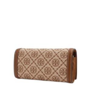 Tory Burch Women's T Monogram Jacquard Wallet Crossbody, Hazel, Tan, Print, One Size