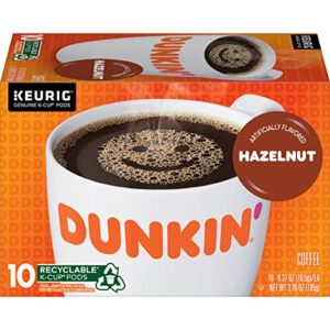 dunkin’ hazelnut flavored coffee, 10 keurig k-cup pods