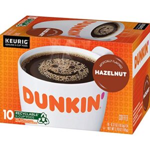 Dunkin' Hazelnut Flavored Coffee, 10 Keurig K-Cup Pods