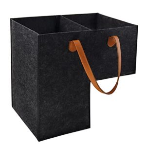 stair basket with leather handle for carpeted stairs, staircase basket with collapsible baffle for 16’’ wooden stairs, foldable basket organizer for office home stairway in tidy and storage