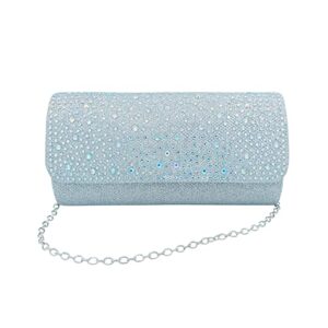 evening clutch bag for women girls pvc rhinestone snap deatchable chain crossbody bag for party wedding silvery