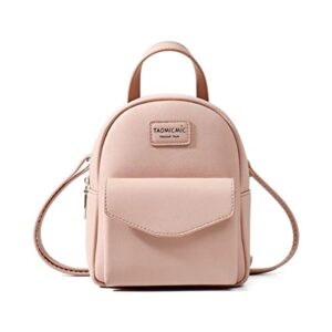 multi-function women fashion mini backpack soft leather casual travel small shoulder bag (pink)