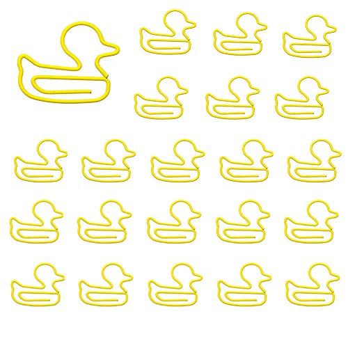 SDUSEIO 30 Pieces Funny Paper Clips Bookmark Paperclips Metal Cute Shape Clips for Students Teachers School Office Supplies Personal Document Organization Party Card Wedding Invitation,Yellow Duck