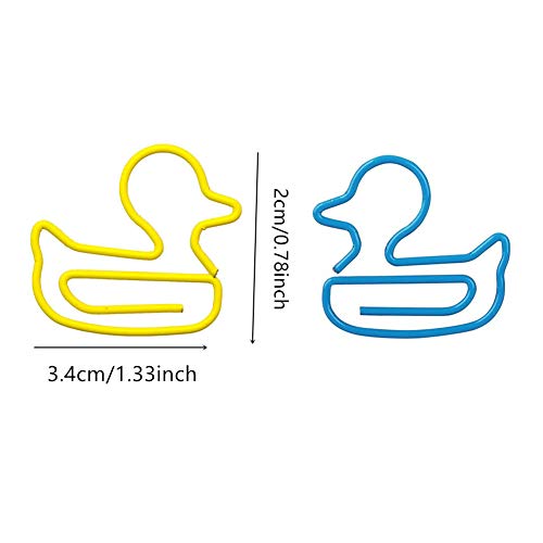 SDUSEIO 30 Pieces Funny Paper Clips Bookmark Paperclips Metal Cute Shape Clips for Students Teachers School Office Supplies Personal Document Organization Party Card Wedding Invitation,Yellow Duck