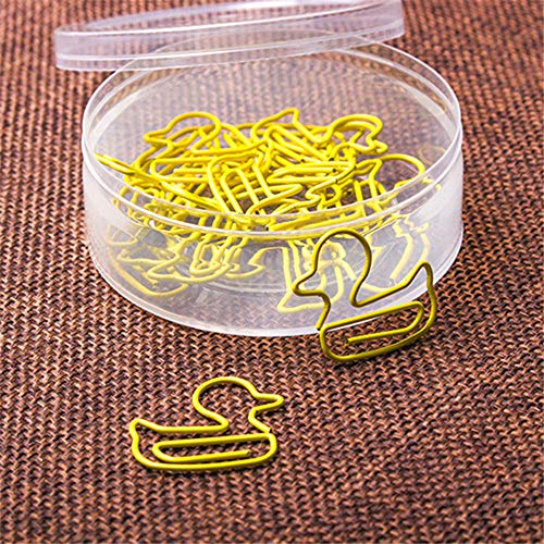 SDUSEIO 30 Pieces Funny Paper Clips Bookmark Paperclips Metal Cute Shape Clips for Students Teachers School Office Supplies Personal Document Organization Party Card Wedding Invitation,Yellow Duck