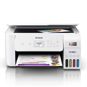 epson ecotank 2803 series all-in-one color inkjet cartridge-free supertank printer i print copy scan i wireless i mobile & voice-activated printing i print up to 10 iso ppm i 1.44″ color lcd