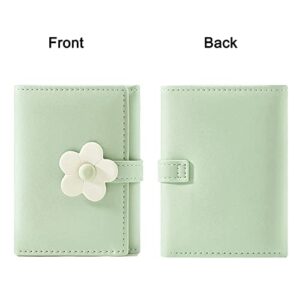 Sunwel Fashion Small Cute Trifold Wallet Slim Wallet ID/Photo Window Card Holder with 3D Flower Pattern Buckle for Women Girls (GREEN)