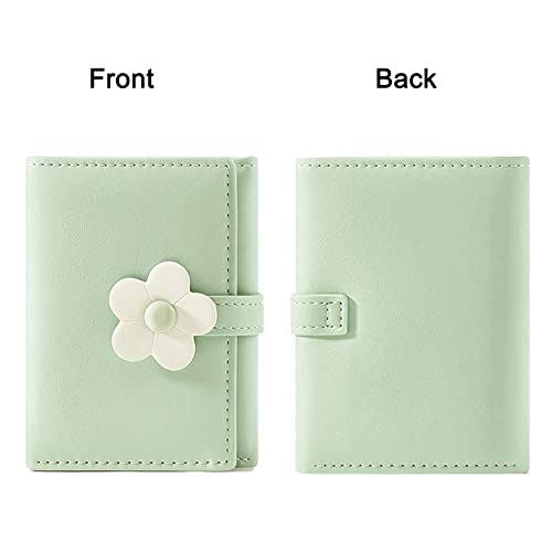 Sunwel Fashion Small Cute Trifold Wallet Slim Wallet ID/Photo Window Card Holder with 3D Flower Pattern Buckle for Women Girls (GREEN)