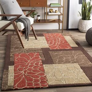 mark&day area rugs, 8×11 elk point transitional burnt orange area rug brown cream red carpet for living room, bedroom or kitchen (8′ x 11′)