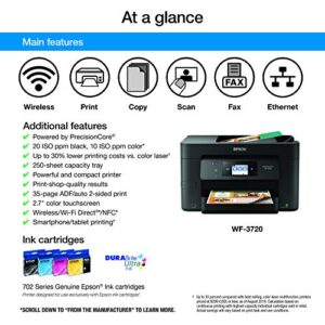 Epson WorkForce Pro WF-3720 Wireless All-in-One Color Inkjet Printer, Copier, Scanner with Wi-Fi Direct, Amazon Dash Replenishment Ready