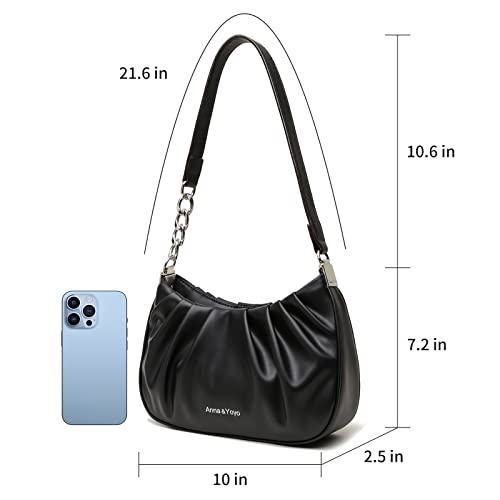 Anna&Yoyo Shoulder Handbag Bag Crescent Hobo Bags for Women,Soft smooth vegan leather Unique and fashionable appearance design