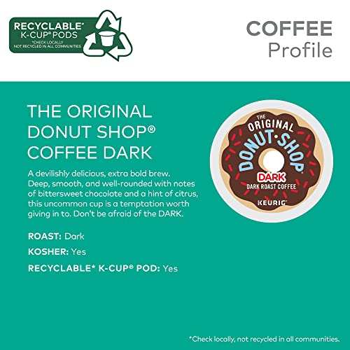 The Original Donut Shop Dark, Single-Serve Keurig K-Cup Pods, Dark Roast Coffee, 12 Count (Pack of 6)