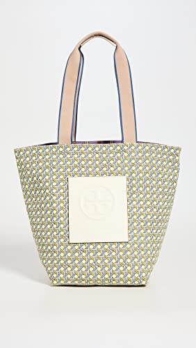 Tory Burch Women's Gracie Printed Canvas Tote, Acid Lemon Basketweave, One Size