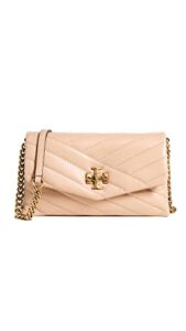 tory burch women’s kira chevron chain wallet, devon sand, tan, one size