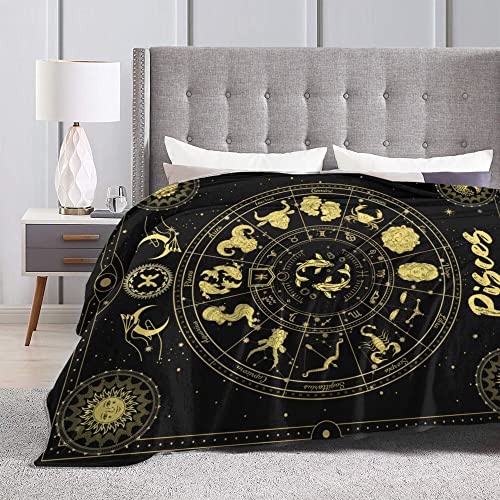 VBOEISI Pisces Throw Blanket Flannel Air Conditioning Blanket Constellation Theme Home Decor Throw Blankets 60"X50"