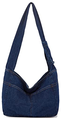 Denim Shoulder Bag for Women Hobo Tote Bag Casual Canvas Bag Retro Crossbody Bag Large Capacity Purse