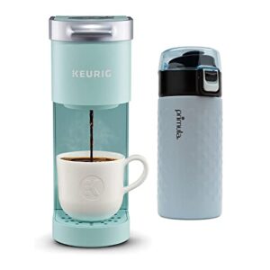 keurig k-mini single serve coffee maker (oasis) bundle with 12-ounce double wall stainless steel tumbler (2 items)