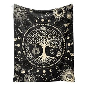 tree of life throw blanket viking sun and moon zodiac constellation blanket cute soft lightweight microfiber astrology blanket ideal graduation birthday gifts for women men s3 50″x 60″