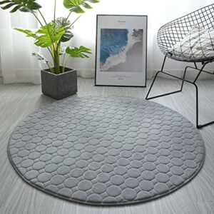 liketn coral fleece round area rug memory foam soild decor carpet for bedroom large living room rugs kitchen runner mat soft non slip crawling mat indoor outdoor doormat 5.9′ x 5.9’/silver grey