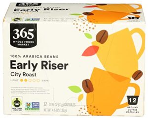 365 by whole foods market, coffee early riser city roast pods 12 count, 4.6 ounce