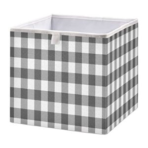 kigai collapsible storage baskets plaid grey and white cube storage bins baskets for organizing fabric collapsible storage organizer for bedroom home decor