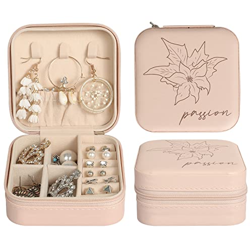 Konelia Small Jewelry Box Organizer, Portable Mini Travel Jewelry Organizer Display Storage Box Rings Earrings Necklaces Daughters Birthday Mother's Day Gifts