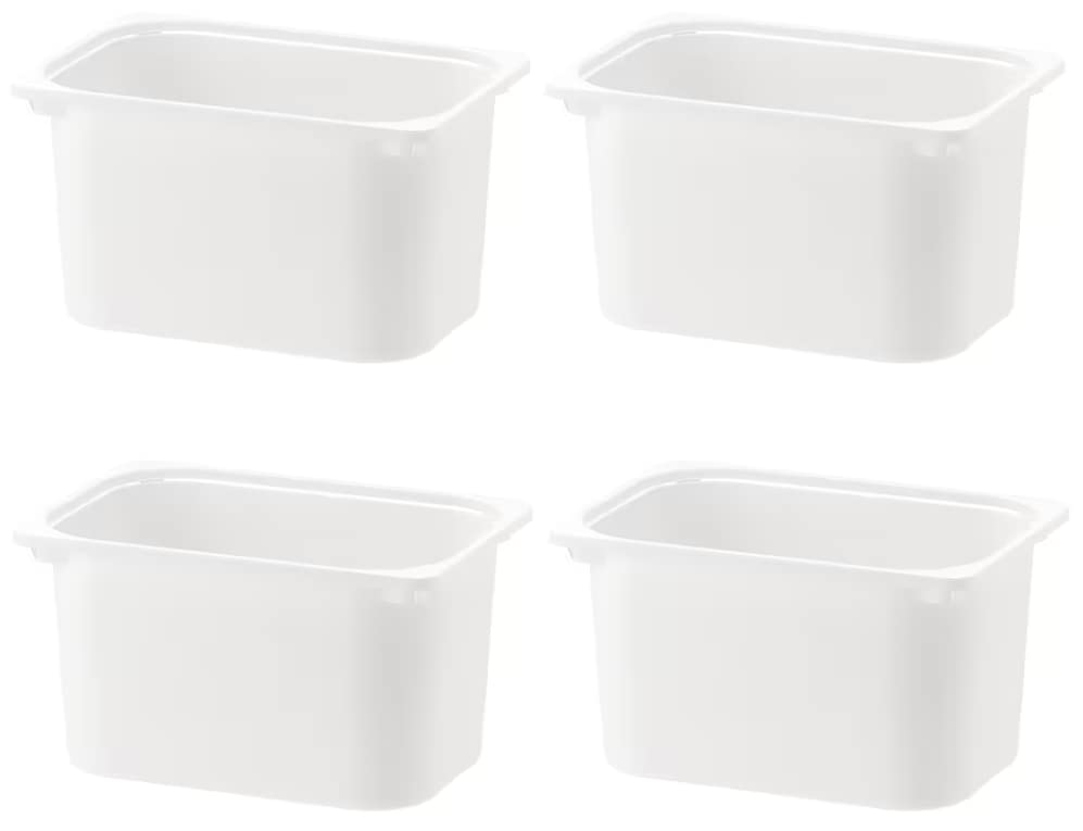 Set Of 4 TROFAST Children Storage Box White 16 ½x11 ¾x9 Stackable Plastic Bins Open Storage Boxes Medium (4x) Compatible With Trofast Frames and Lids, Made of Polypropelene