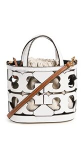 tory burch women’s cutout logo mini tote, new cream, white, one size