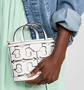 Tory Burch Women's Cutout Logo Mini Tote, New Cream, White, One Size