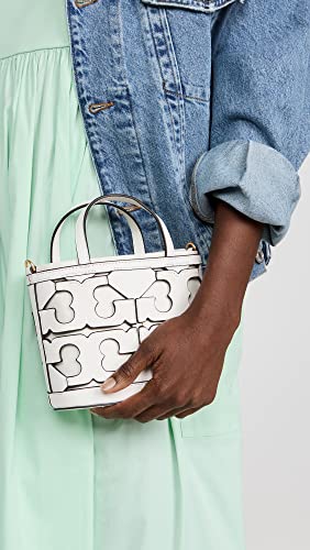 Tory Burch Women's Cutout Logo Mini Tote, New Cream, White, One Size