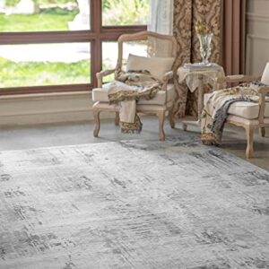 RESARE Modern Abstract Area Rugs 5x7 Distressed Rug Machine Washable, Ideal Home Decor, Gray