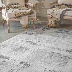 RESARE Modern Abstract Area Rugs 5x7 Distressed Rug Machine Washable, Ideal Home Decor, Gray