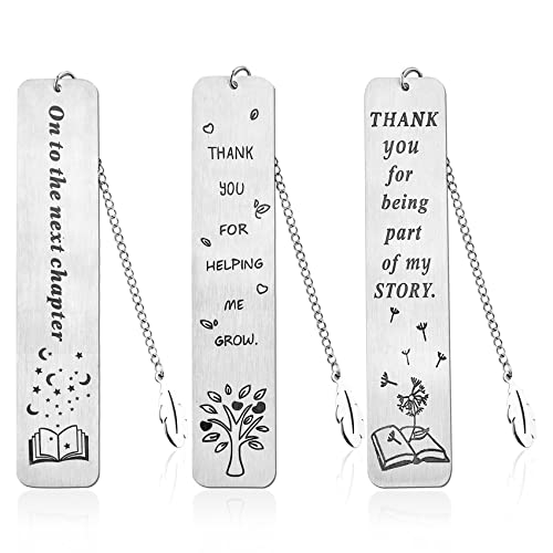 3 Pcs Stainless Steel Bookmarks with Tassel，Frosting Metal Bookmark for Book Lovers Women Men,Graduation Gifts for Teen Students ，Thank You Gifts for Teacher Family Friends Boss Coworker